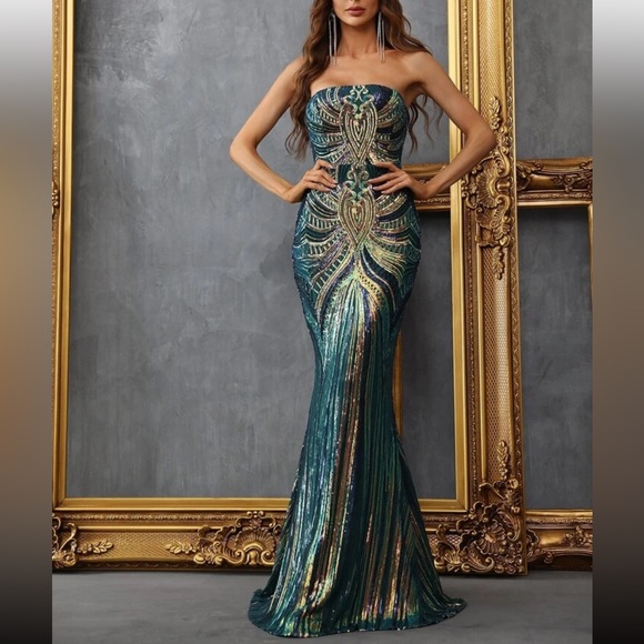 Dresses | Backless Pink Open Back Mermaid Hem Party Formal Sequins ...